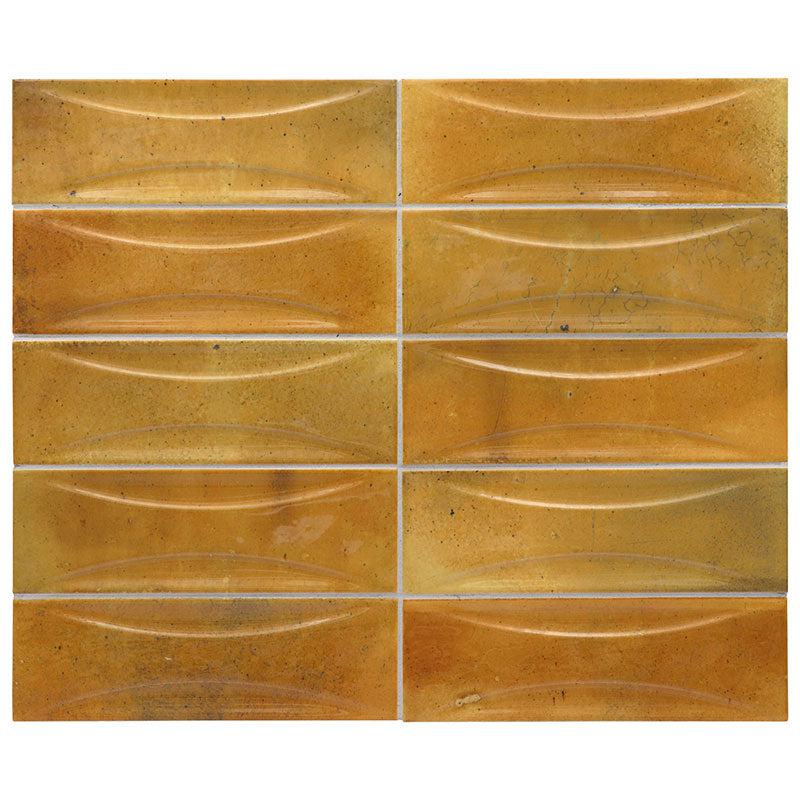 Luna Arc Caramel 2.5x8 Ceramic Subway Tile Wall Accent Design