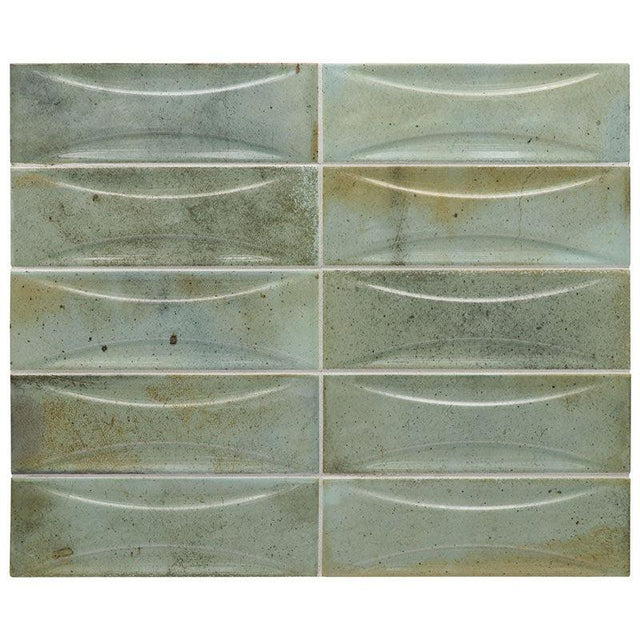 Luna Arc Celadon 2.5x8 Ceramic Subway Tile for a Kitchen Backsplash ...