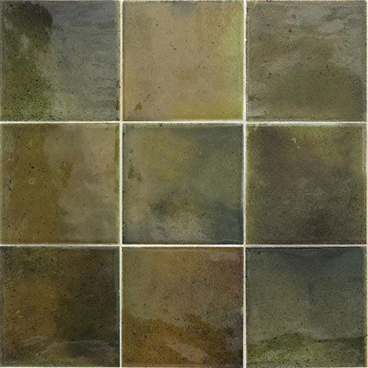 Luna Olive 4x4 Ceramic Square Tile Backsplash and Shower