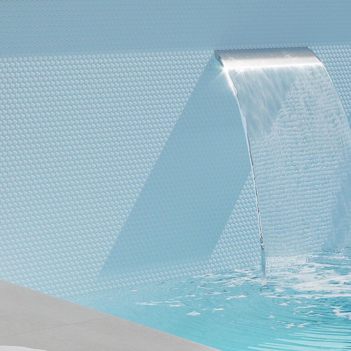 Light Blue Buttons Porcelain Penny Round Tile | Colorful Backsplash ...