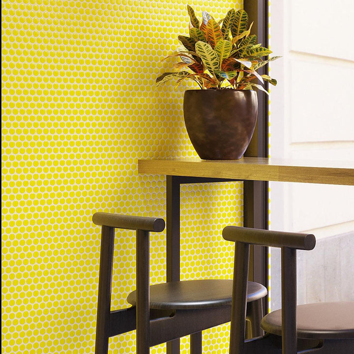 Yellow Buttons Porcelain Penny Round Tile | Colorful Kitchen, Pool Tiles