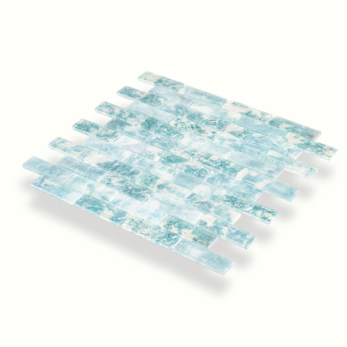 Coastal Dreams Brick Glass Mosaic Tile | Beachy Green Backsplash and Shower