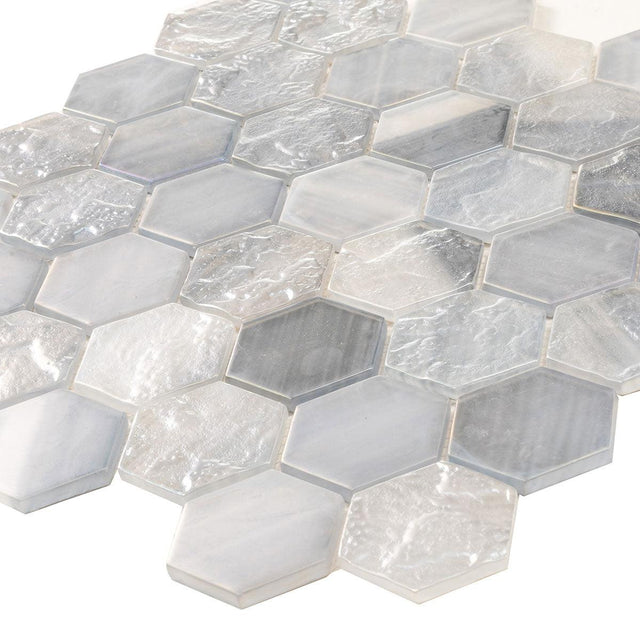 Champagne Dreams Hexagon Glass Mosaic Tile | Beige and Gold Backsplash ...