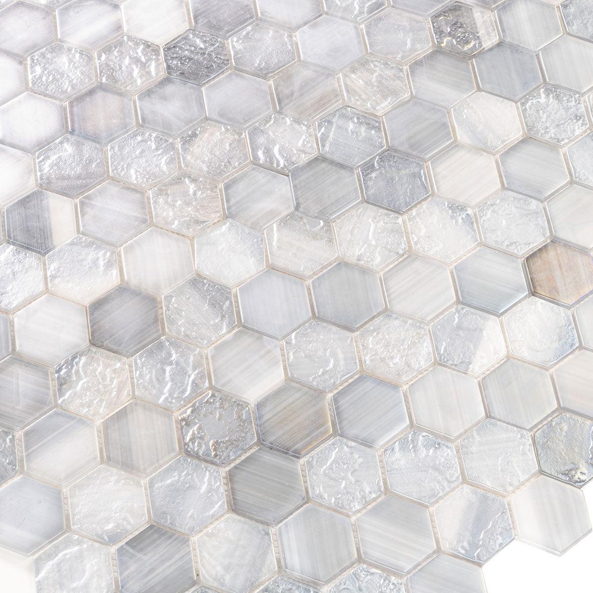 Champagne Dreams Hexagon Glass Mosaic Tile | Beige and Gold Backsplash