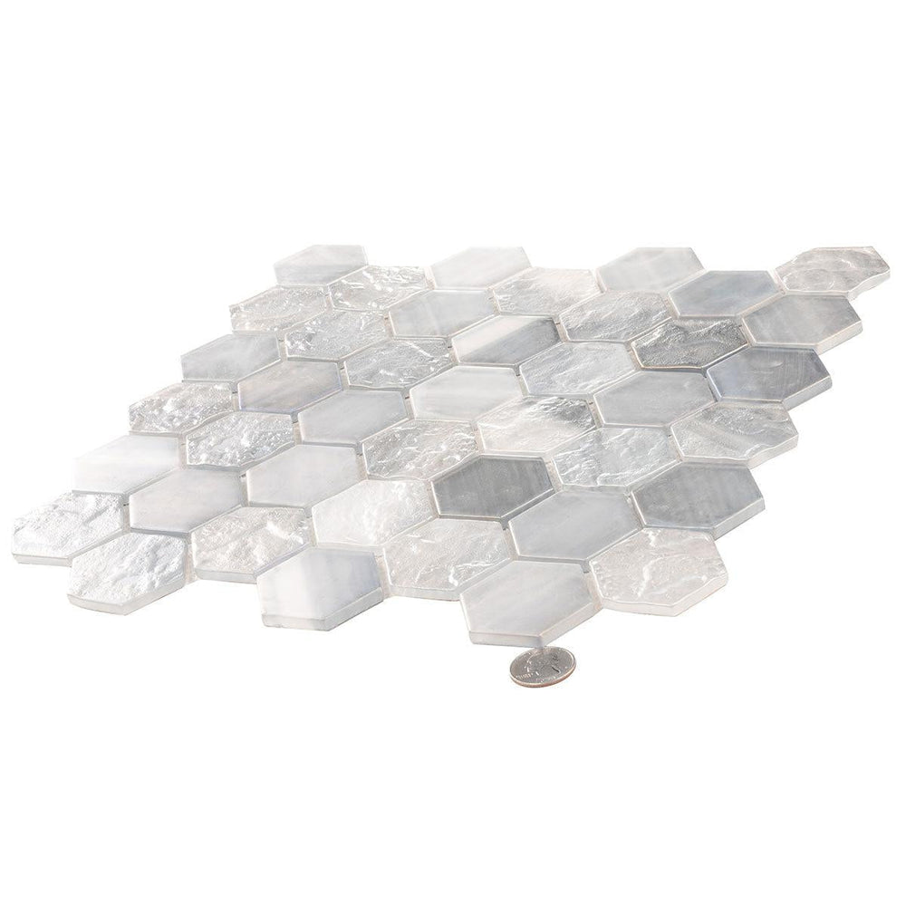 Champagne Dreams Hexagon Glass Mosaic Tile | Beige and Gold Backsplash