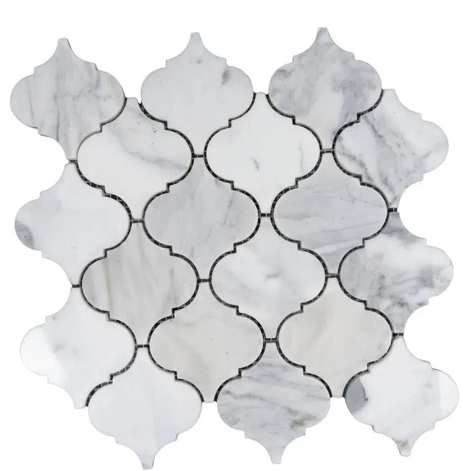 Calacatta Gold Arabesque Marble Mosaic Tile Sample Swatch | Free ...