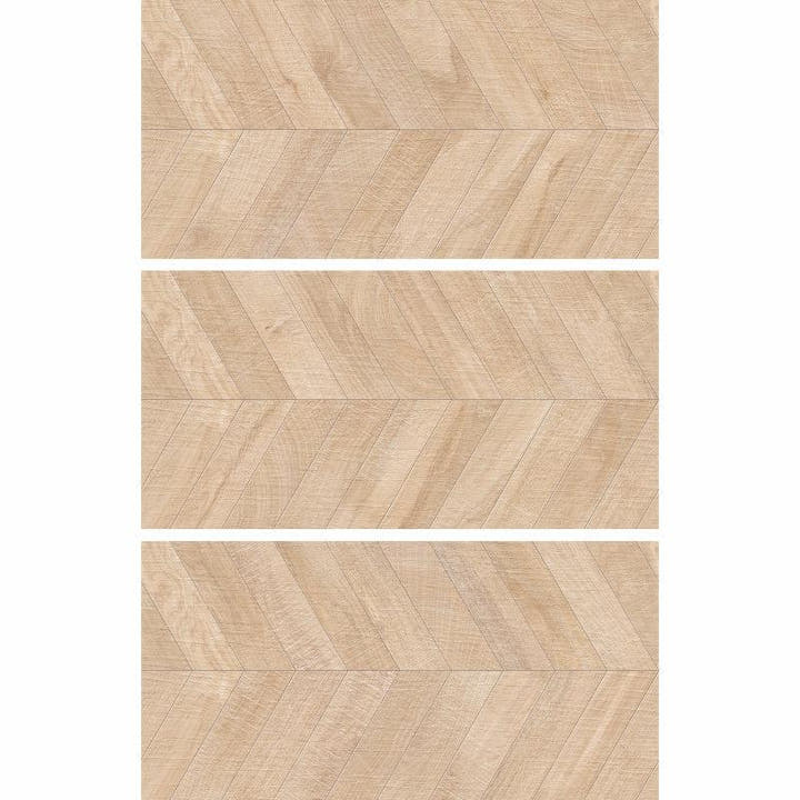 Japandi Chevron Maple Wood-Look Tile Flooring | Large Format Porcelain Tile