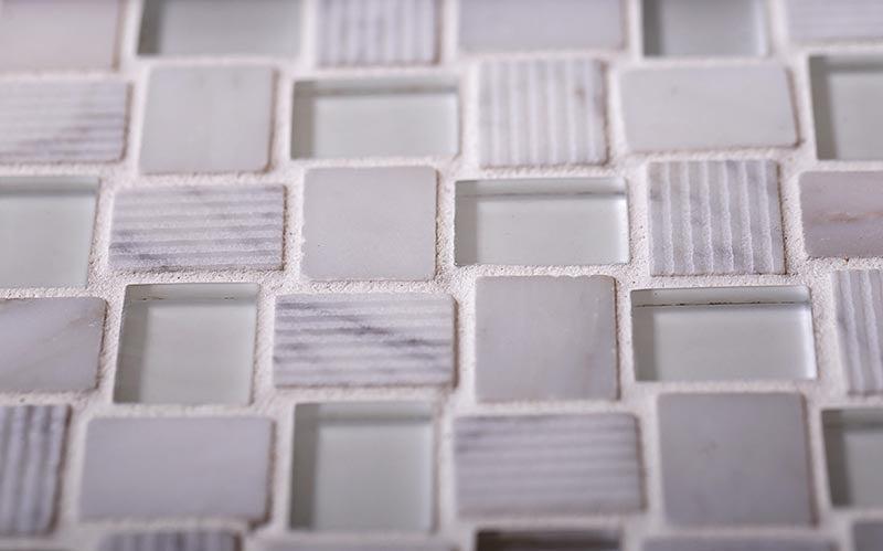 Textured Mini Brick Carrara And Glass Mosaic Tile | Tile Club