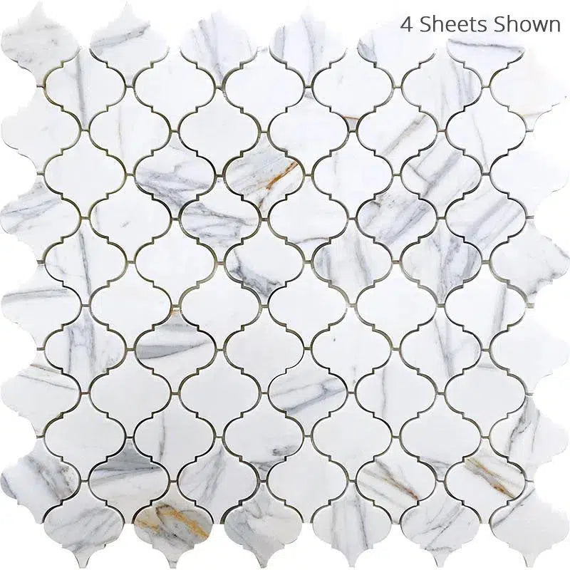 Calacatta Gold Arabesque Marble Mosaic Tile | Online Tile Store with ...