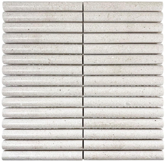 True Beige Arc Fluted Marble Mosaic Tile