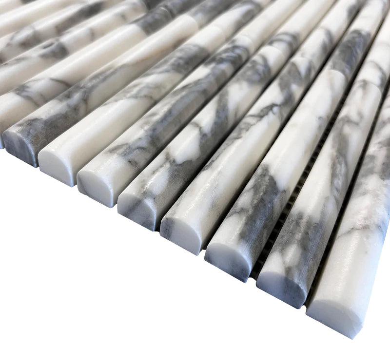 True Arabescato Arc Fluted Marble Mosaic Tile