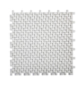 White Recycled Glass Basket Weave Mosaic Tile | Tile Club
