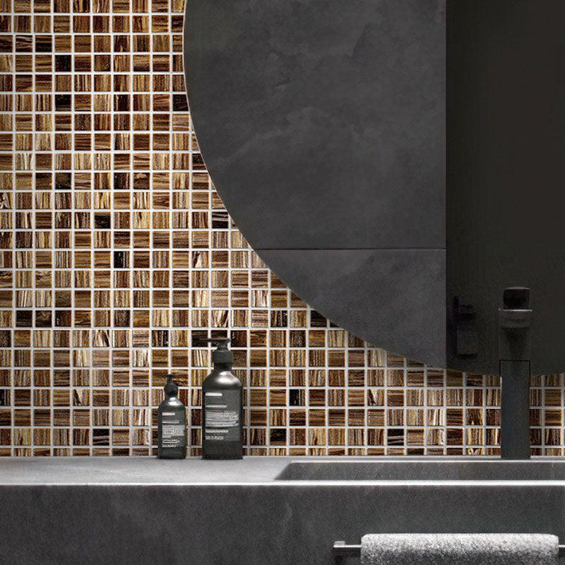 Amber Shimmer Mixed Squares Glass Pool Tile | Shower, Backsplash, Floor