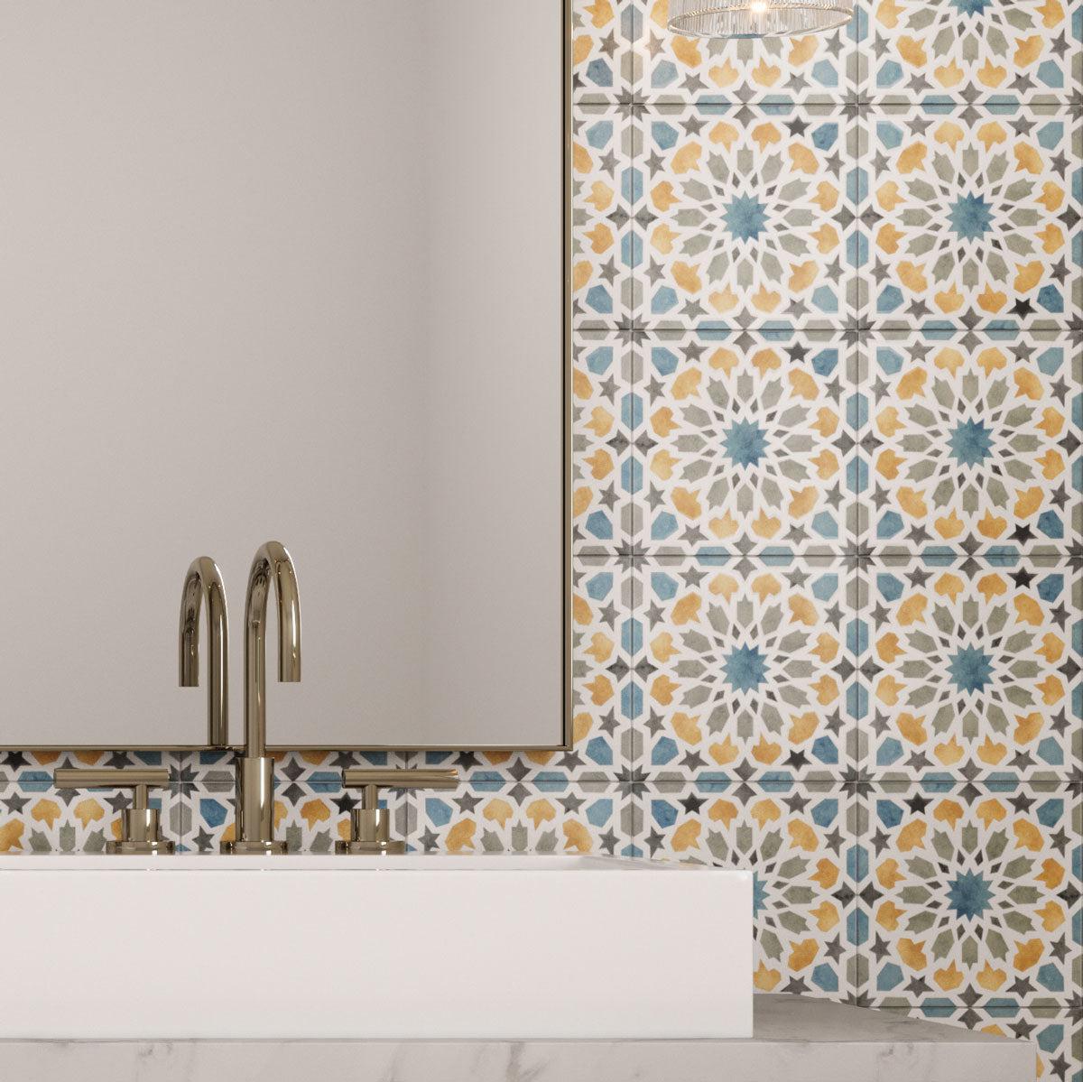 Amira Multicolor Decorative Porcelain Tile add colorful encaustic ...