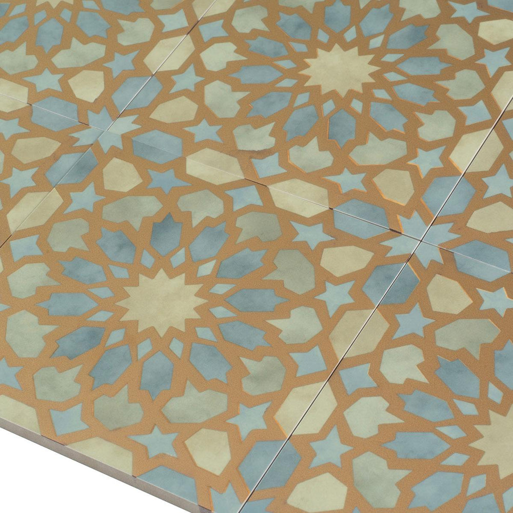 Amira Regal Green and Gold Patterned Porcelain Tile | Moroccan Floor ...