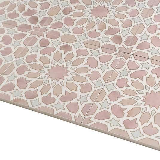 Amira Regal Pink and Gold Patterned Porcelain Tile | Moroccan Floor and ...