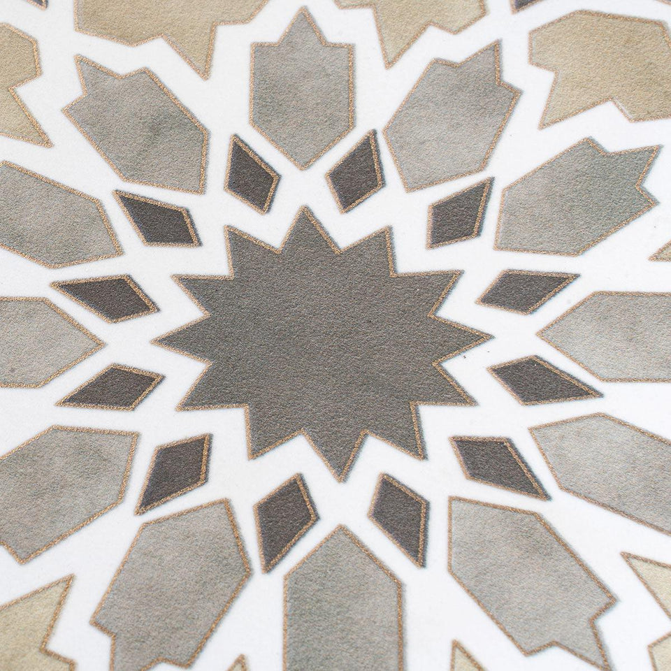 Amira Regal Taupe and Gold Patterned Porcelain Tile | Moroccan Floor ...