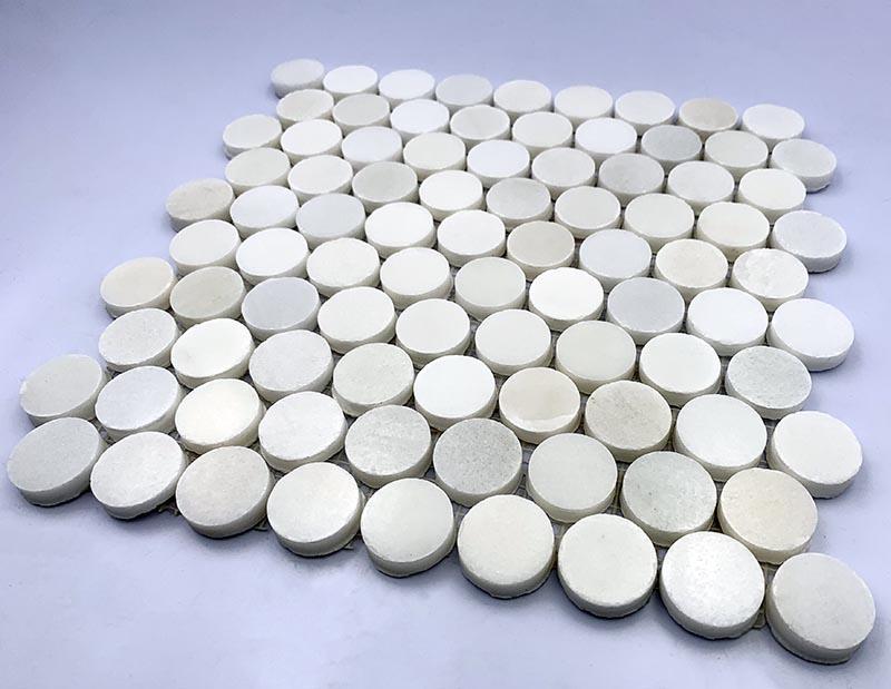 White Marble Large Penny Round Tile Polished | Tile Club