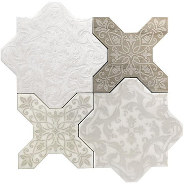 Babylon Mixed Star & Cross Etched Marble Mosaic Tile | Tile Club
