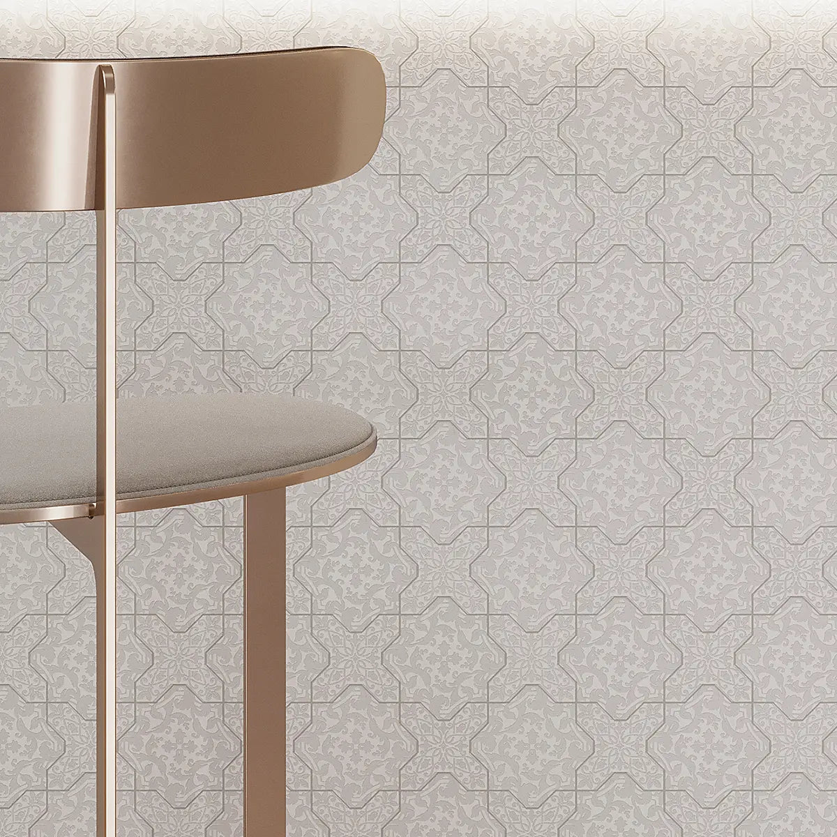 Babylon White Star & Cross Etched Marble Mosaic Tile | Tile Club