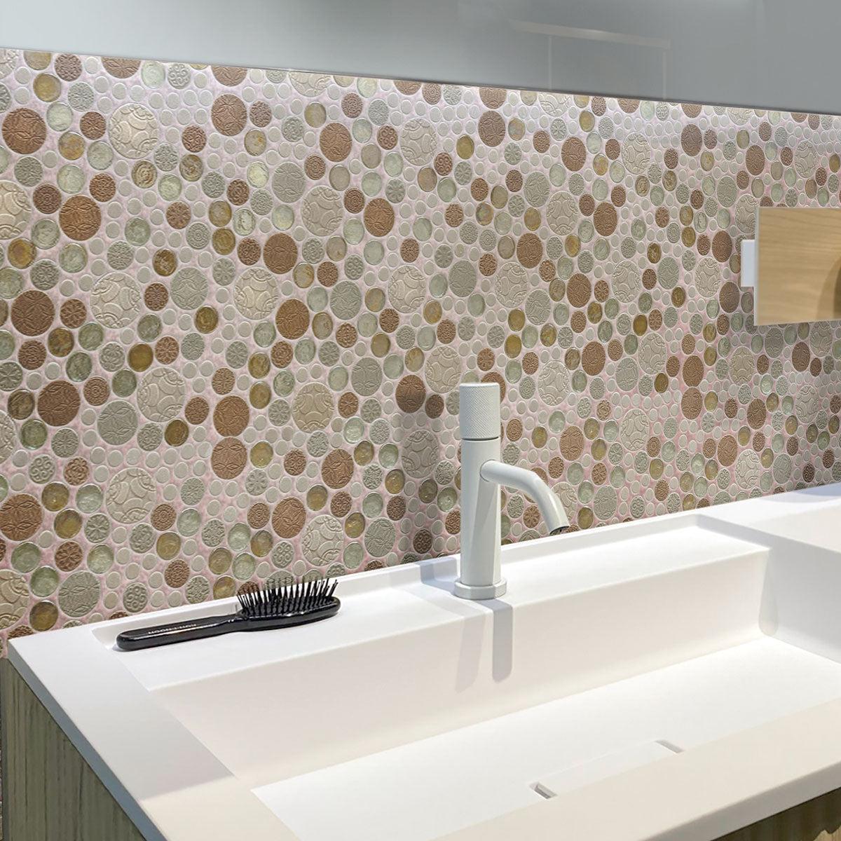 Beige Mixed Color Bubble Mosaic Tile | Tile Club