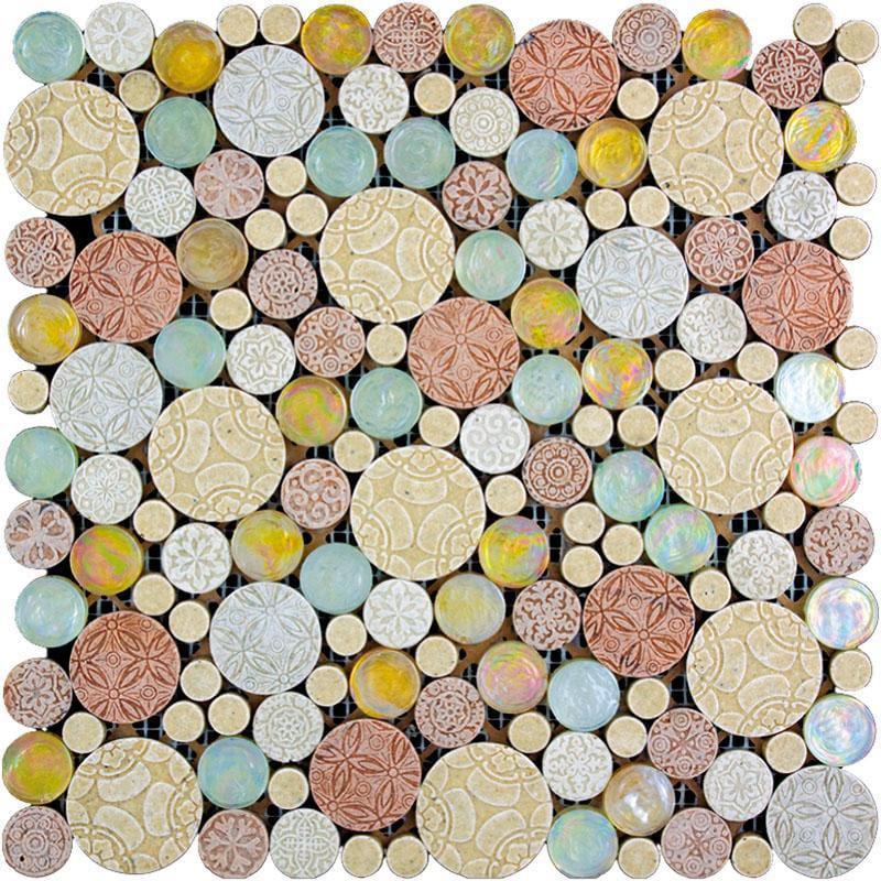 Beige Mixed Color Bubble Mosaic Tile | Tile Club