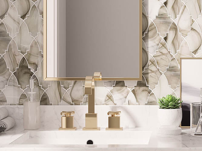 Beige & Cream Mosaic Tile | Backsplash, Bathroom, Floor & More