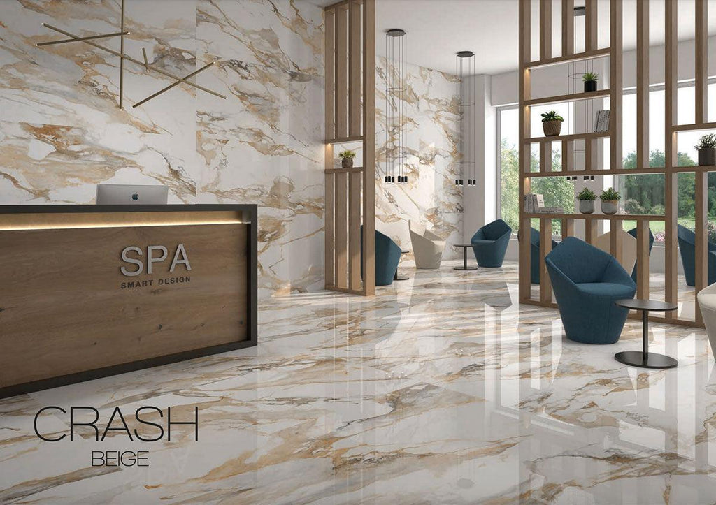 Square Crash Beige 48x48 Polished Porcelain Tile | Happy Floors – Tile Club