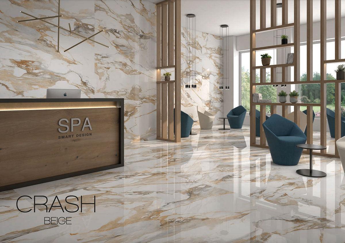 Square Crash Beige 48x48 Polished Porcelain Tile | Happy Floors – Tile Club