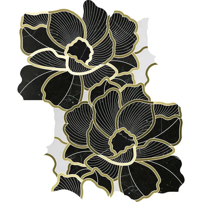 Black Rose Brass and Marble Waterjet Mosaic Tile | Tile Club