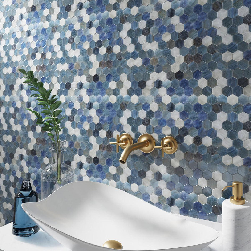 Blue Tile and Backsplash | Mosaic, Subway, Glass