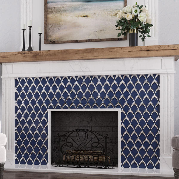 Blue Deco Fan Glass Mosaic Tile | Online Tile Store with Free Shipping ...