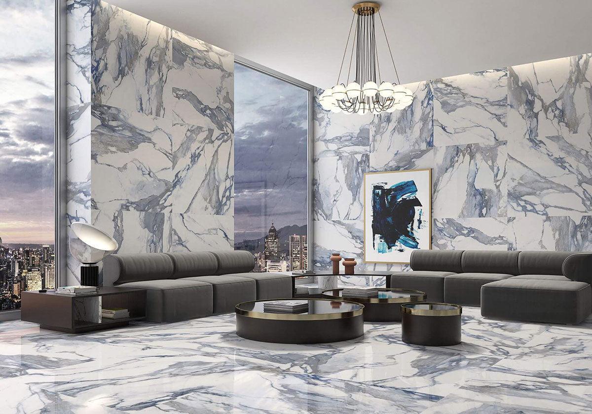 Square Crash Blue 24x24 Polished Porcelain Tile | Happy Floors – Tile Club
