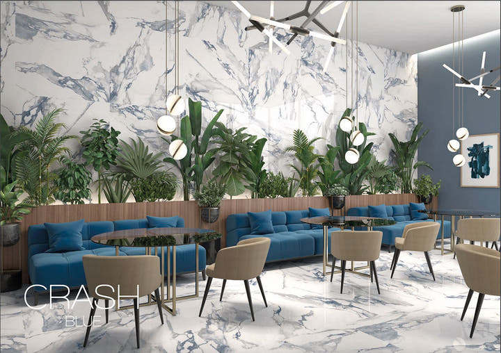 Square Crash Blue 24x24 Matte Porcelain Tile | Happy Floors