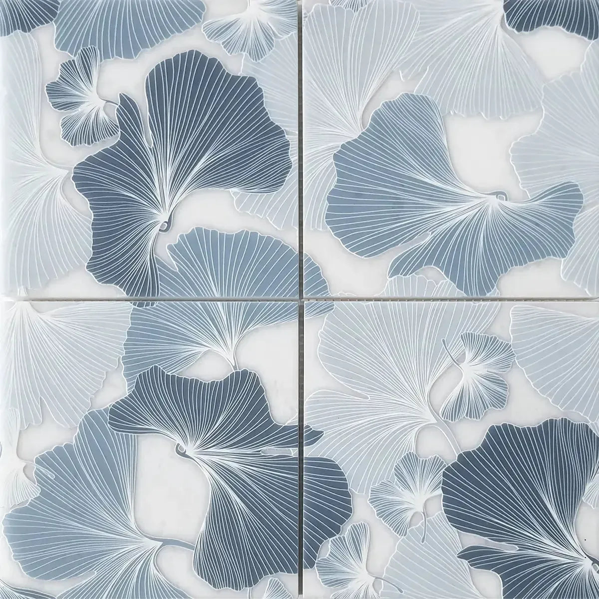 Bluma Gingko Blue Etched Marble Mosaic Sample Swatch | Tile Samples ...
