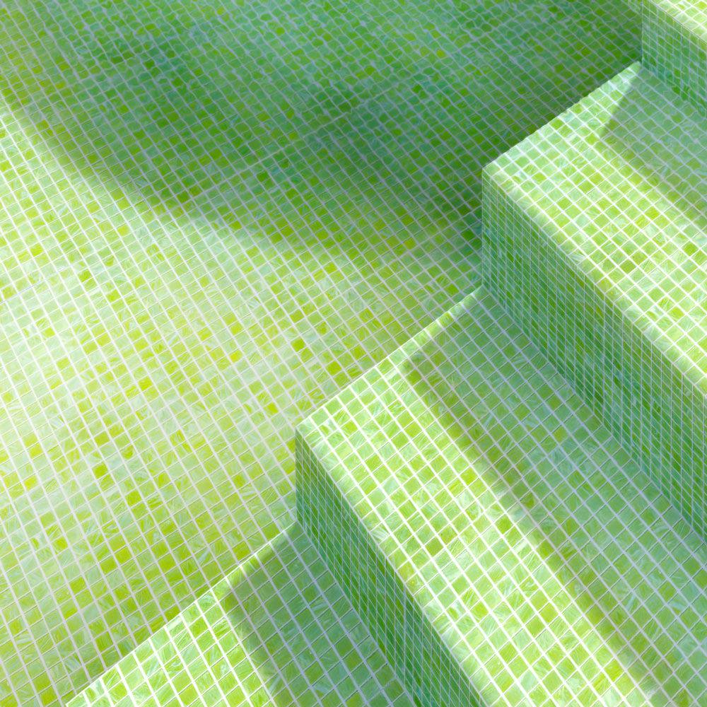 Bright Lime Mixed Squares Glass Pool Tile | Bold and Colorful Swimming Pool