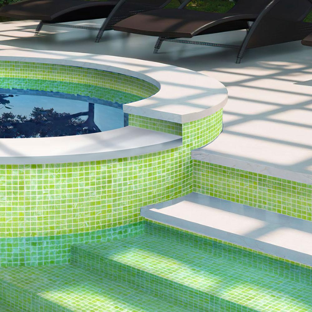 Bright Lime Mixed Squares Glass Pool Tile | Bold and Colorful Swimming Pool