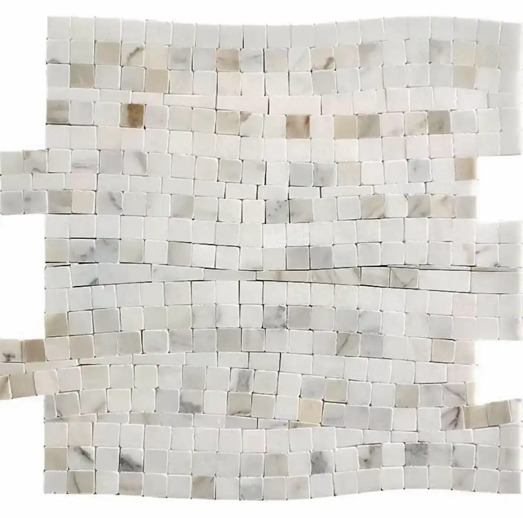 Calacatta Gold Waterfall Marble Mosaic Tile | Tile Club