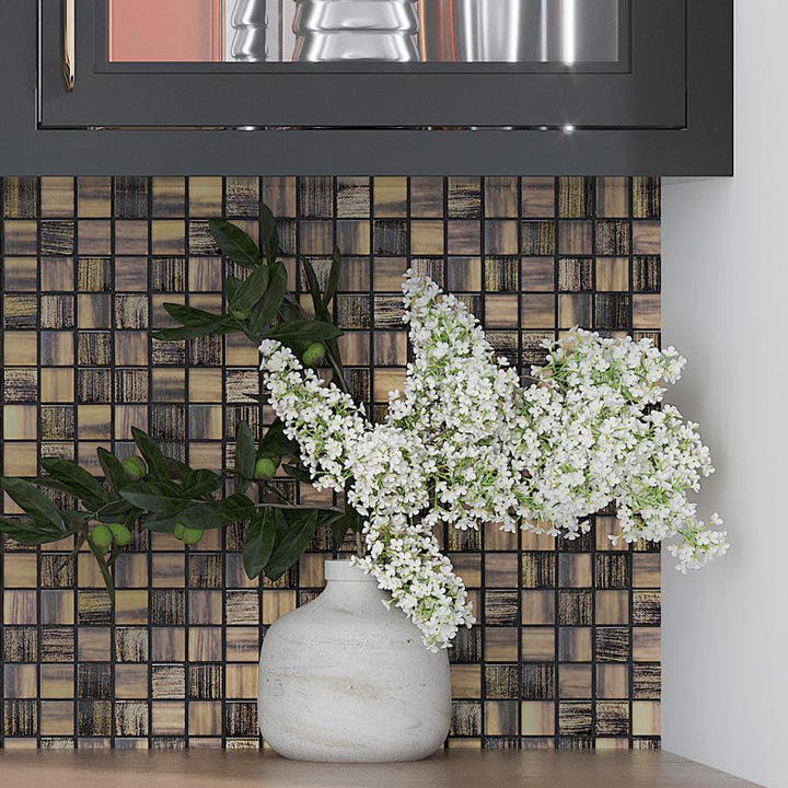 Charcoal Foil And Frosted Square Mosaic Tile | Bold and Colorful ...