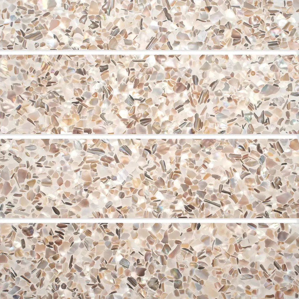 Corazza White Sand Shell and Terrazzo Subway Tile | Tile Club