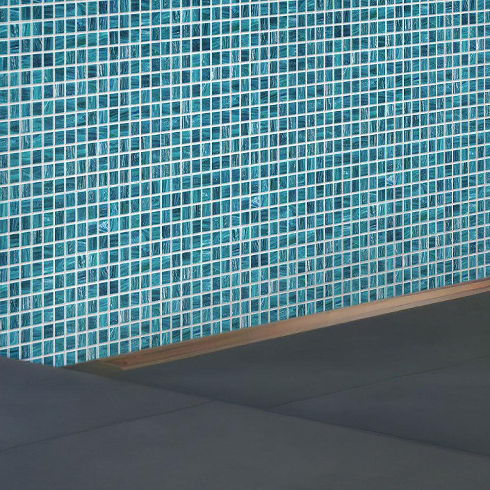 Deep Cerulean Blue Mixed Squares Glass Pool Tile