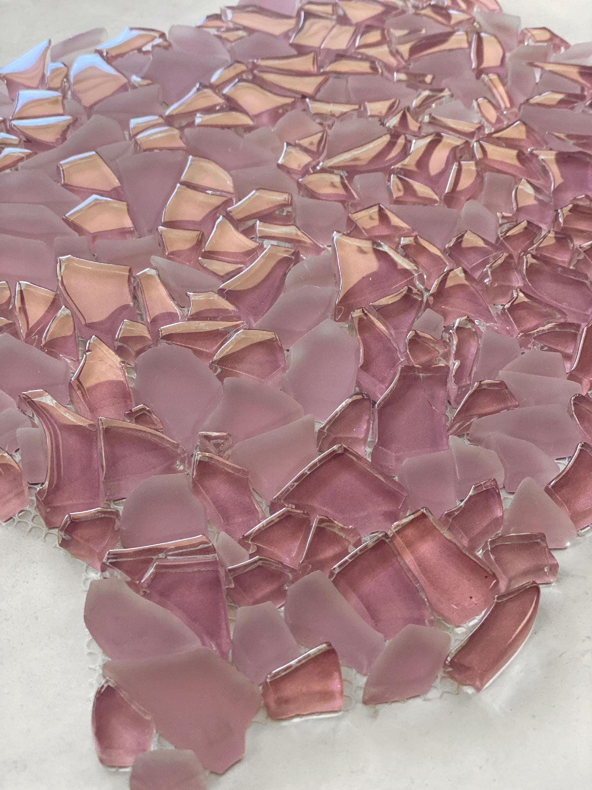 Diamond Mauve Rose Glass Pebble Mosaic Tile | Online Tile Store with ...