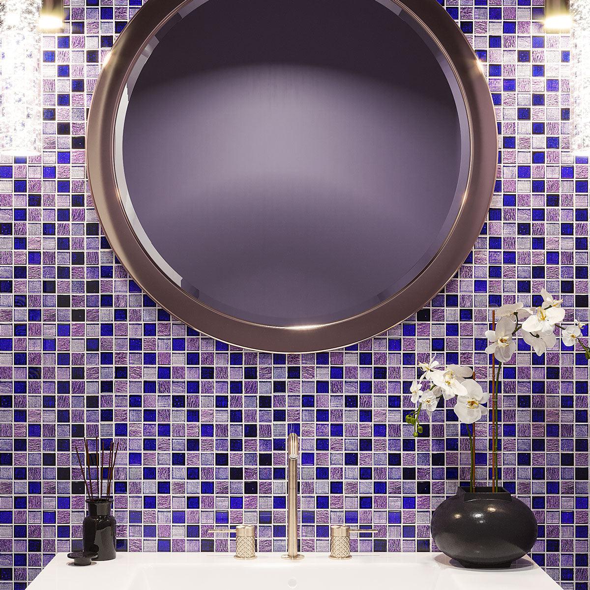 Eclectic Purple Square Mosaic Tile