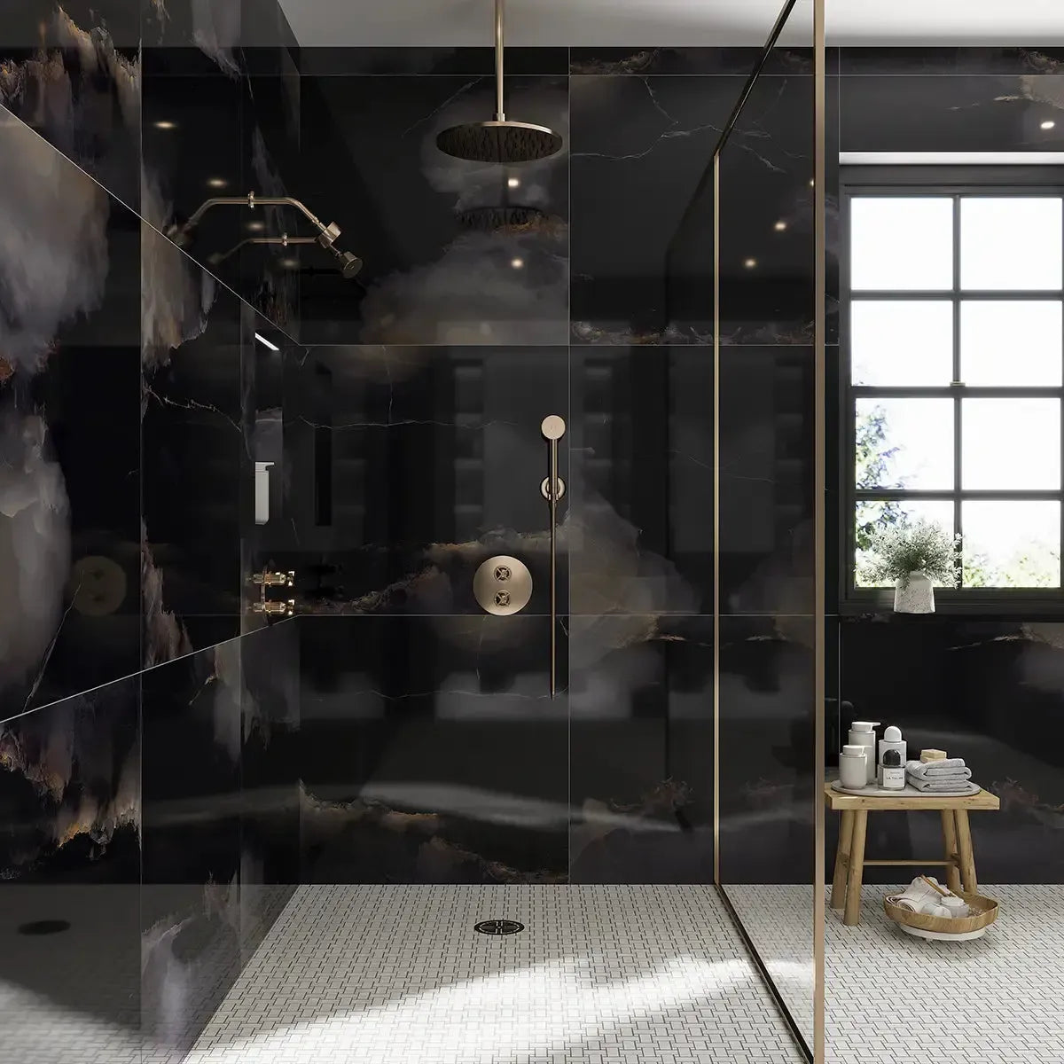 Emporio Black Onyx Large-Format Porcelain Tile 36x36 | Slab Tiles ...