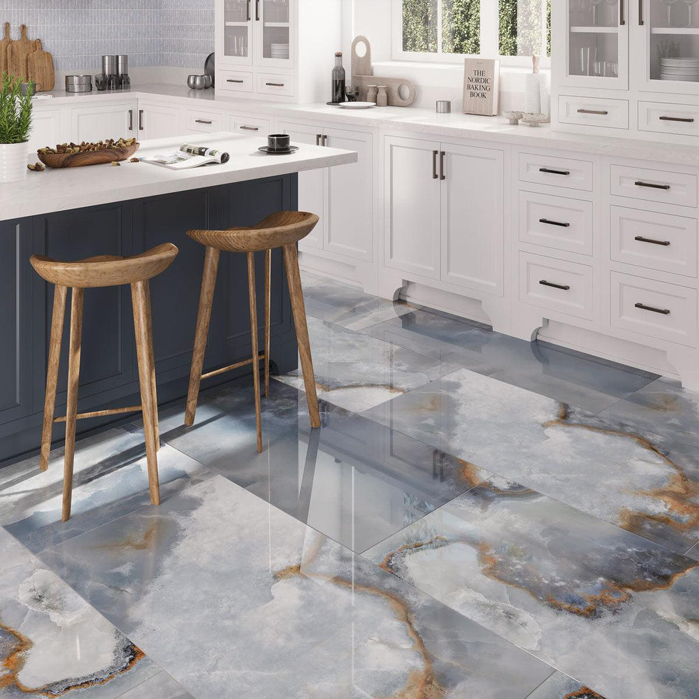 Emporio Blue Onyx Large-Format Porcelain Tile 24x48 | Slab Tiles ...