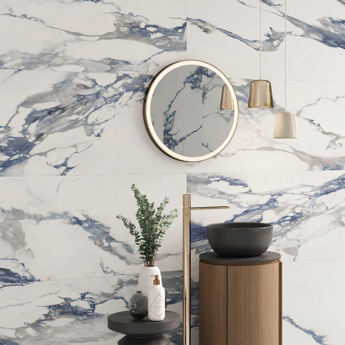 Emporio Calacatta Blue Marble Look Porcelain Tile 24x48 | Tile Club