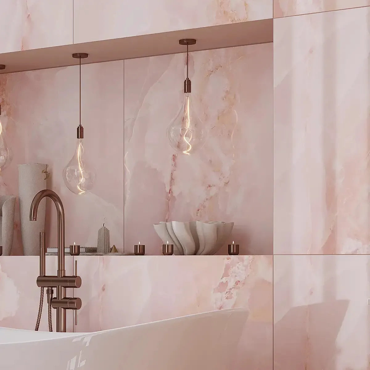 Emporio Pink Onyx Large-Format Porcelain Tile 36x36 | Slab Tiles ...
