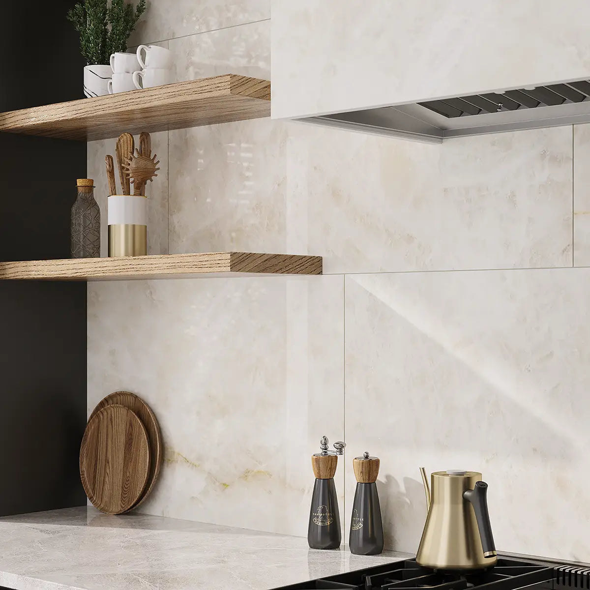 Emporio Quartz Cream 24x48 Porcelain Tile | Gem-Look Floors and Walls