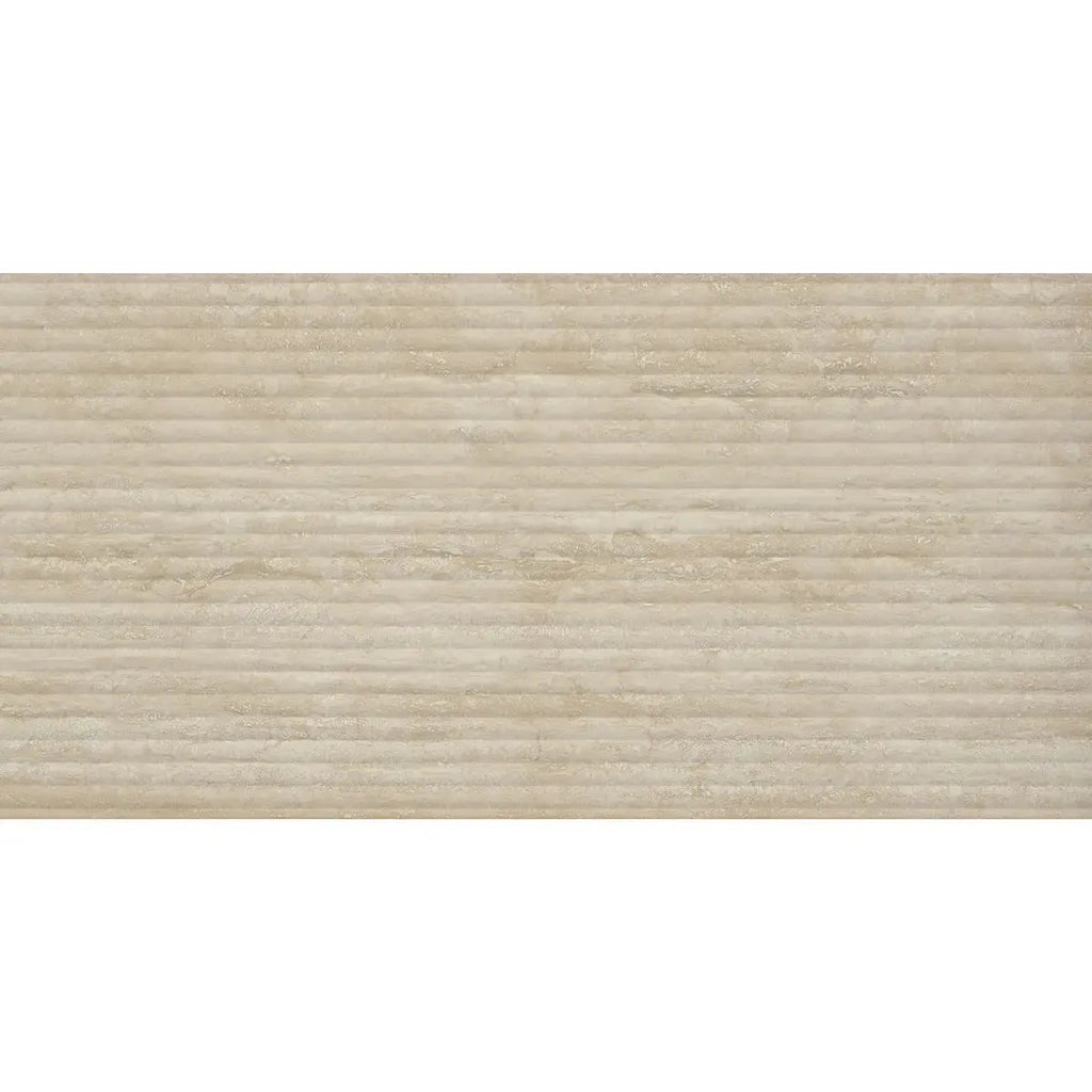 Eterica Fluted Sand Travertine 24x48 Porcelain Tile | Tile Club