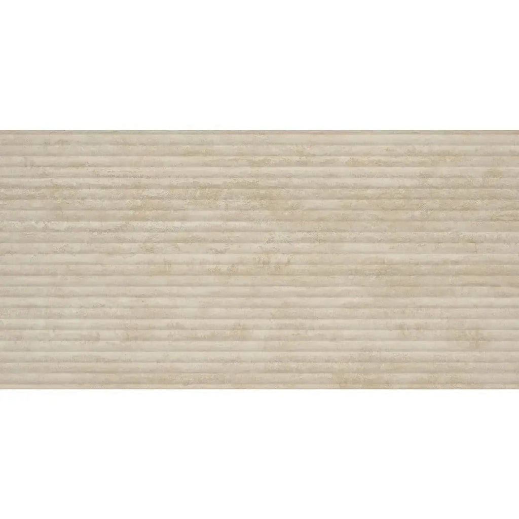 Eterica Fluted Sand Travertine 24x48 Porcelain Tile | Tile Club